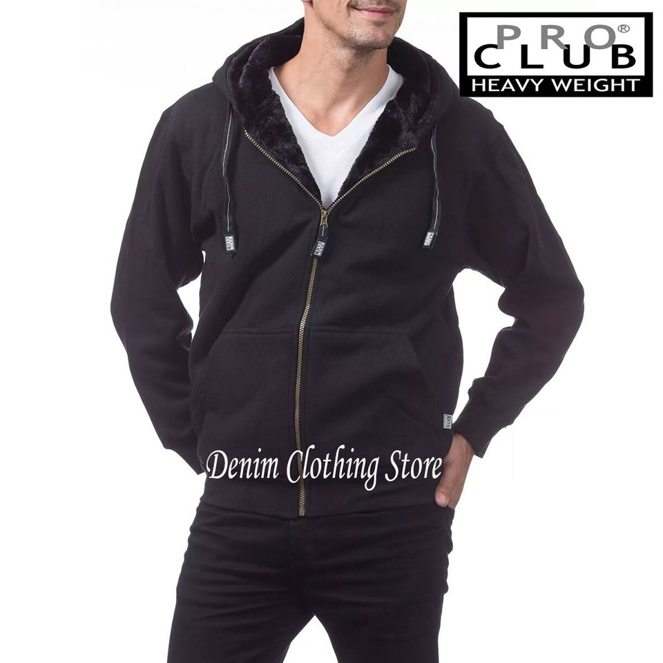 Pro Club Pile Full Zip Up Hoodie Heavyweight Thick Jacket Sweatshirts ...