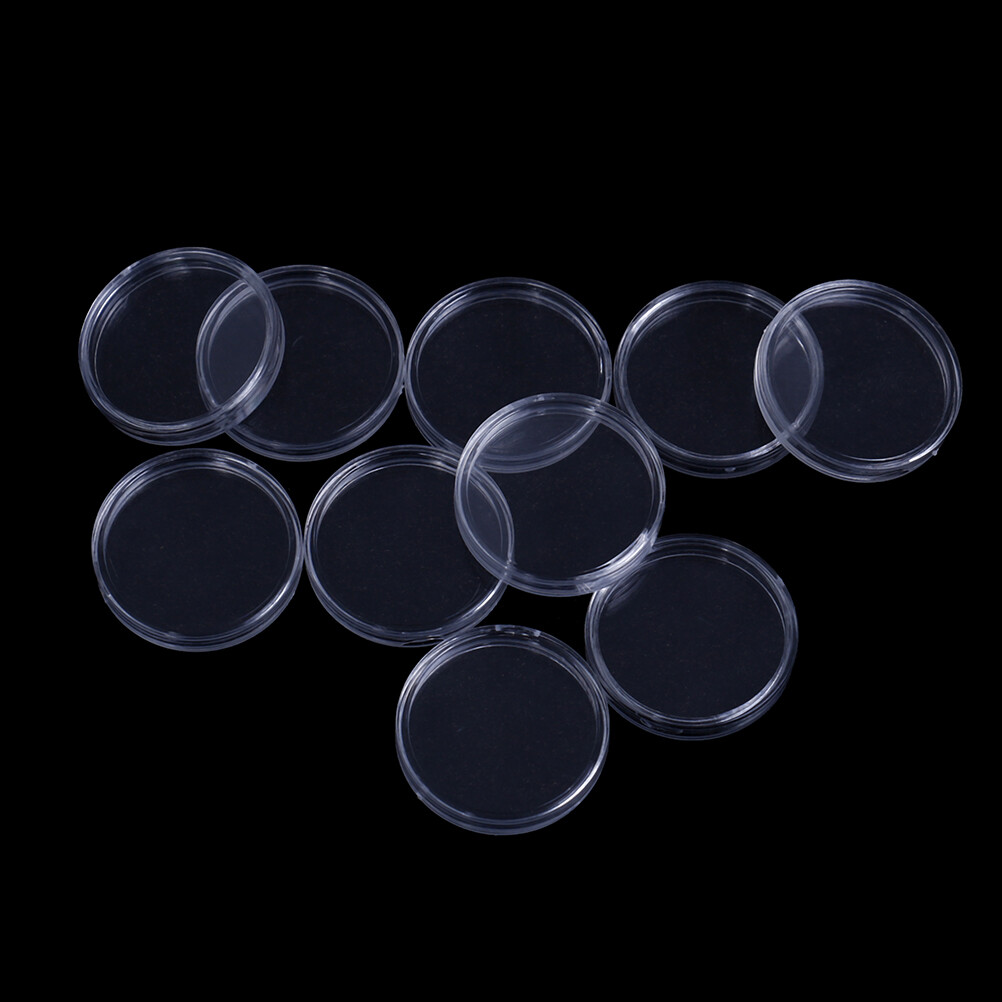 10Pcs 26mm plastic round applied clear cases coin storage capsules ...