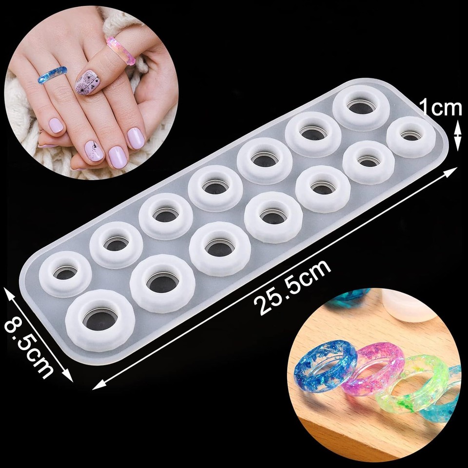 3D 14 Holes Ring Silicone Molds Women Earring Resin Moulds Jewelry Making Mould | eBay
