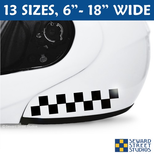 Set of 2 Checkered Stripes Decals, Racing Flag Motorcycle Helmet ...