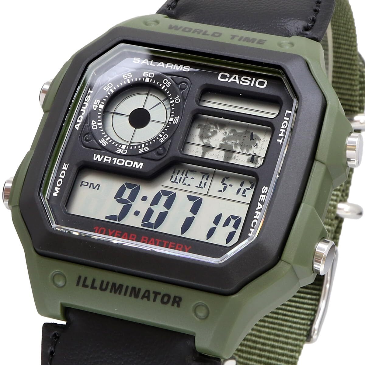 CASIO World Time Digital Wristwatch AE-1200WHB-3BV Green | eBay