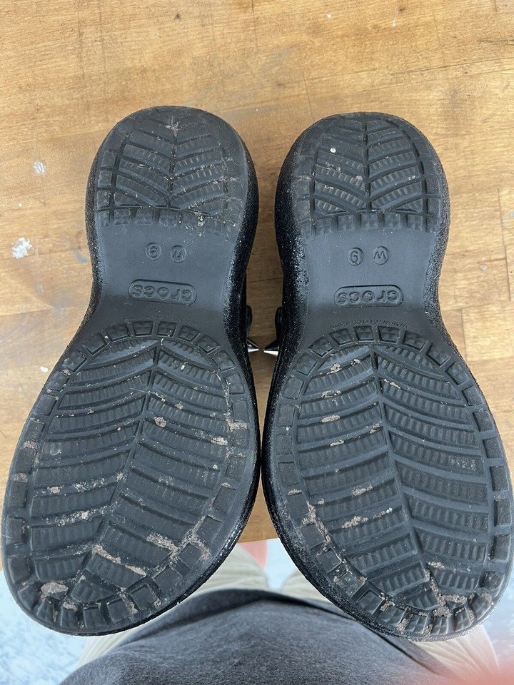 Pre-owned Crocs Classic Black Bar Glitter Stud platform Clog Women's ...