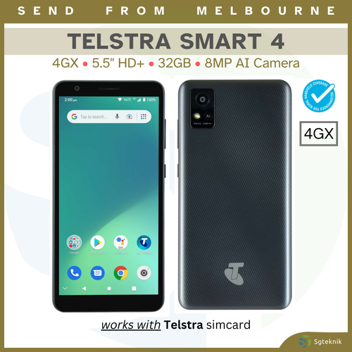 NEW Telstra Essential Smart 4 Blue Tick 4G VoLTE 5.5" HD 32GB 8MP ...