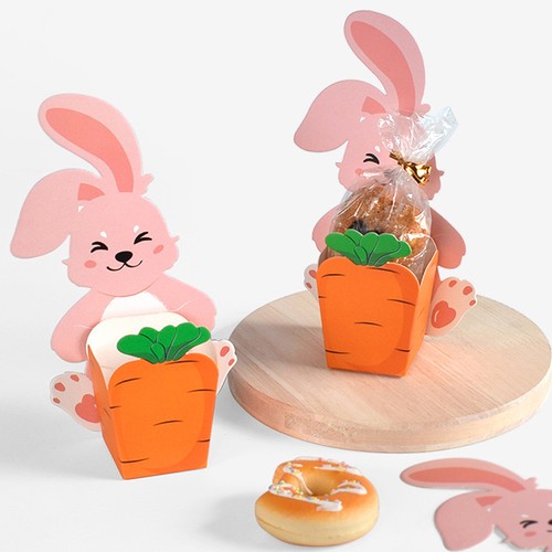 10Pcs Cute Bunny Rabbit Carrot Paper Cookie Candy Box Gift Packing ...