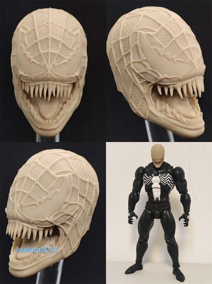 1:12 Head Sculpt Venom Spider-man Carved For 6" Male ML SHF Mafex ...