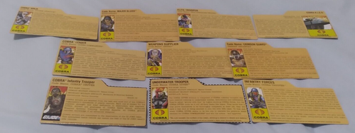 10 File Card G.I. Joe 25th Lot Hiss Tank Cobra Diver Major Bludd Destro ...