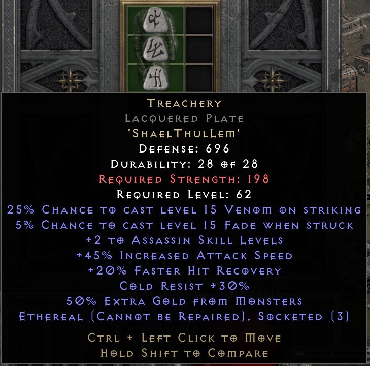 Diablo 2 Resurrected D2R NON-LADDER Ethereal Eth Treachery Lacquered ...