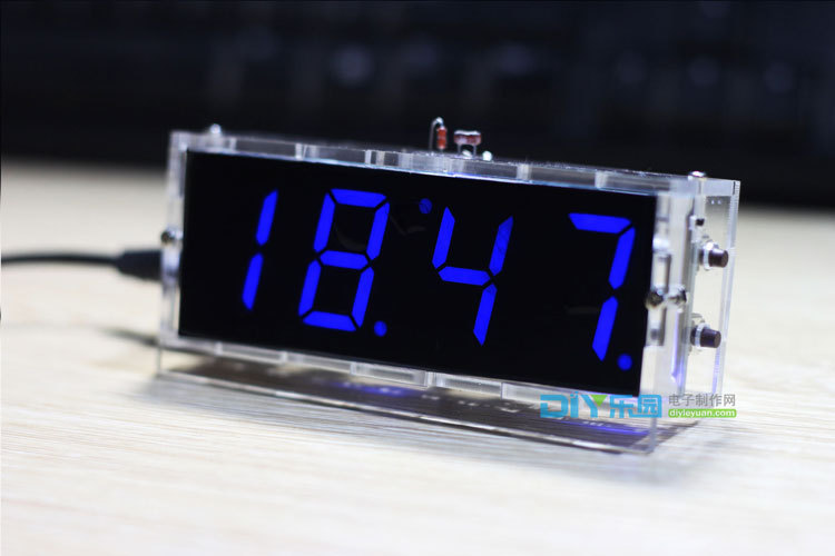 electronic clock blue LED microcontroller digital time Light Control ...