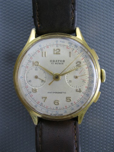 Orator 2514 Chronograph Mechanical Wind up Genuine Vintage Wrist Watch ...
