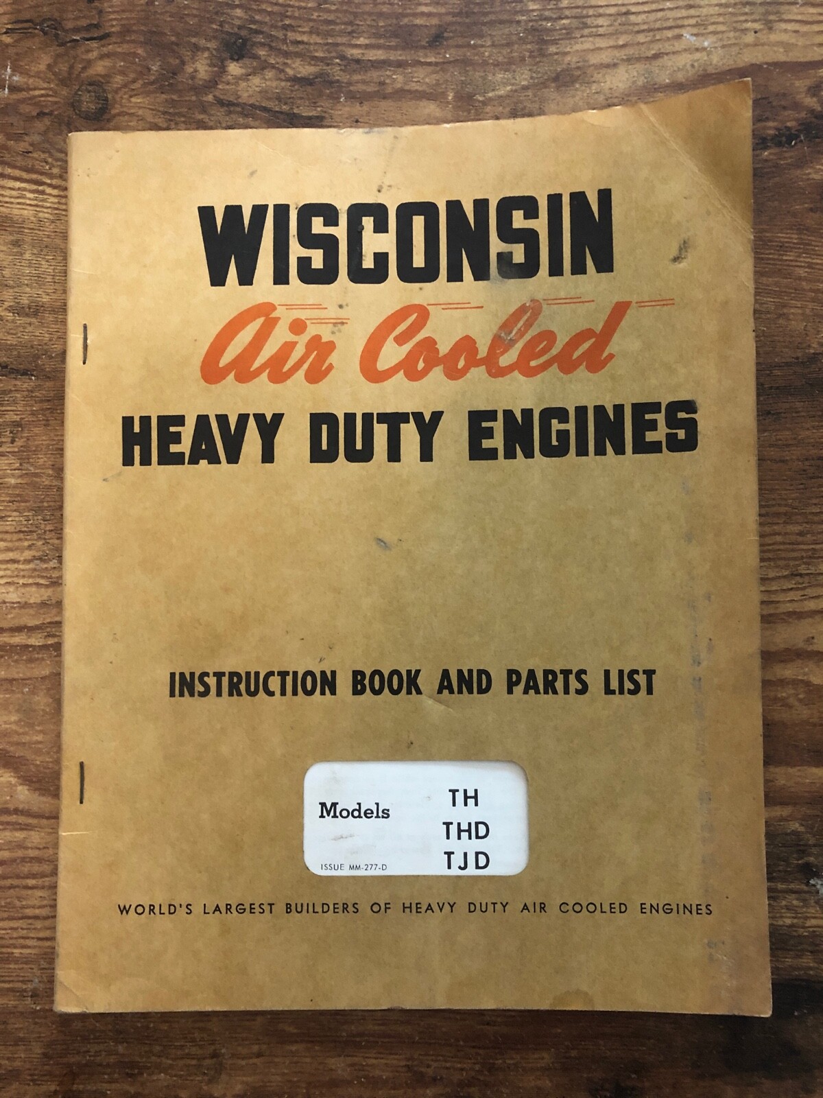 Vintage WISCONSIN Air Cooled Heavy Duty Engines Instruction Book Model ...