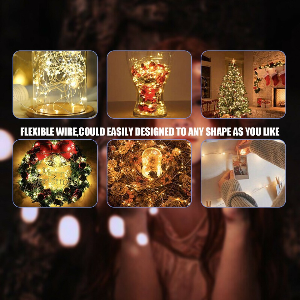 12 Pack 20 LED 6.6ft Battery Operated Mini LED Copper Wire String Fairy ...