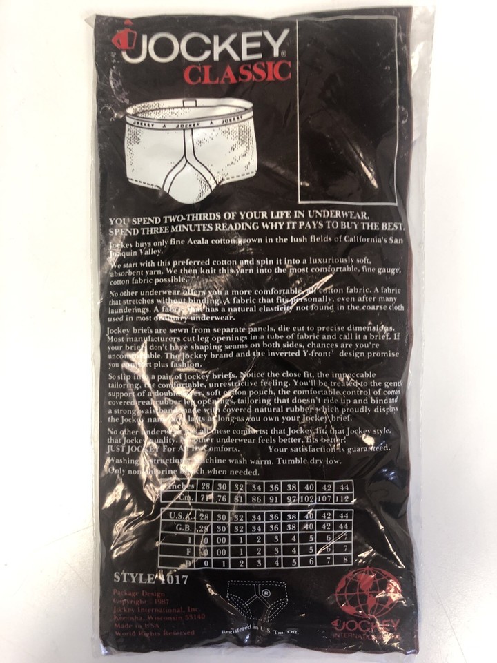 NOS New Vtg 1987 Jockey CLASSIC Brief Men's Navy Blue Y FRONT FLY ...