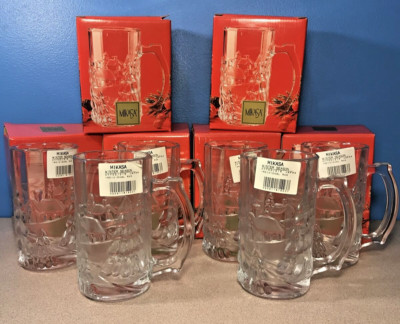 Mikasa Heavy Glass Mug Snow and Tree Scene Lot of 6 | eBay