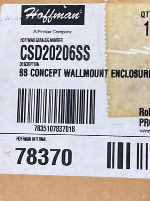 Hoffman nVent CSD20206SS Enclosure 304 SS - w/Back Panel - NEW - NIB ...