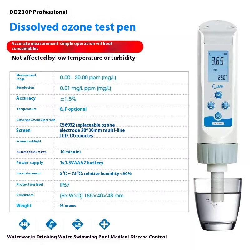 Dissolved Ozone O3 Meter Tester pen type pocket handheld portable ...