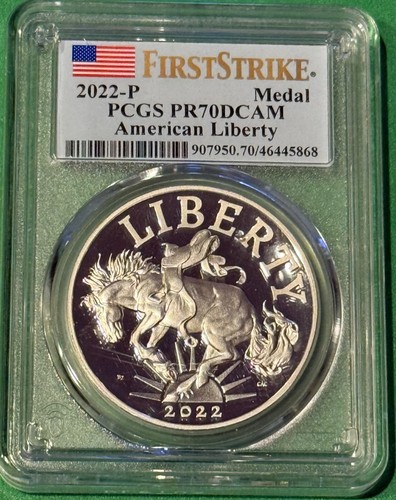 2022-P Proof American Liberty 1 oz Silver Medal PCGS PR70DCAM FS Flag ...