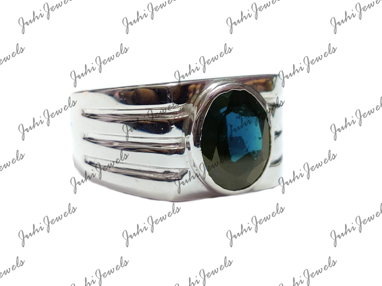 925 Silver London Topaz Band Heavy Silver Ring Mens London Blue Topaz ...