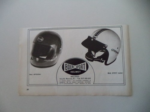 advertising Pubblicità 1972 CASCO HELMET BOERI SPORT INTEGRAL/GT 017 ...