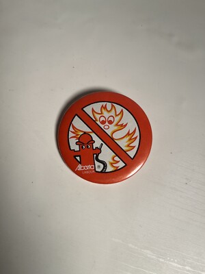 Vntg Alberta Canada Labour Fire Hydrant Button Metal Pin No Prevention ...