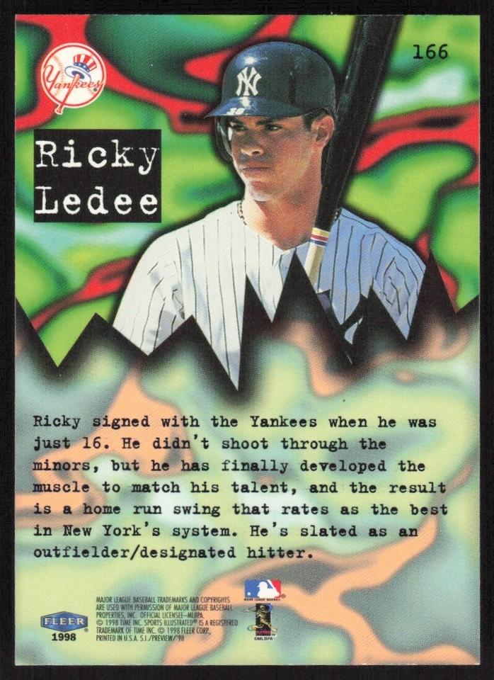1998 Sports Illustrated One To Watch Ricky Ledee #166 New York Yankees ...