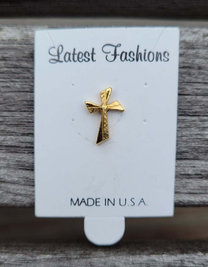 NOS Gold Tone Religious Cross Lapel Pin Push-Back-Pin (12 items) | eBay