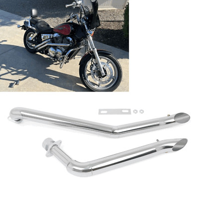 Chrome Slash Exhaust Pipes System For Honda Shadow 1100 VT1100 Spirit ...