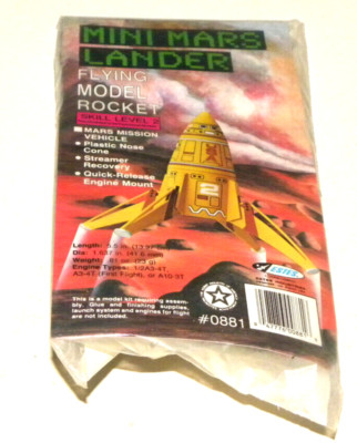 MINI MARS LANDER, Estes, Kit #0881, Skill Level 2, circa 1987-8, Opened ...