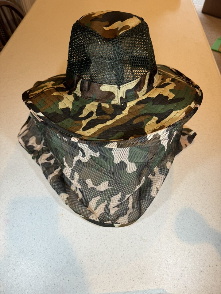 Camouflage Bucket Hat with Mesh Netting for Fishing Sun Safari Camping ...