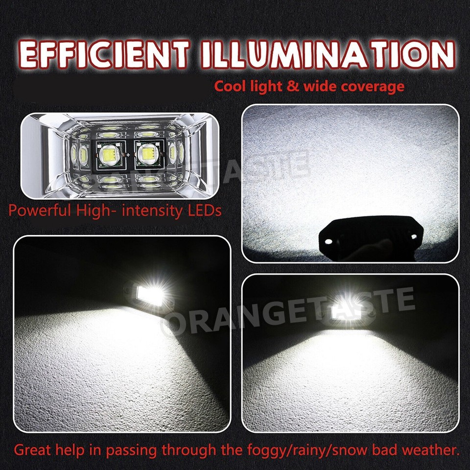 4x 4" Flush Mount LED Work Light Bar Rear Bumper Reverse Cube Pods ...