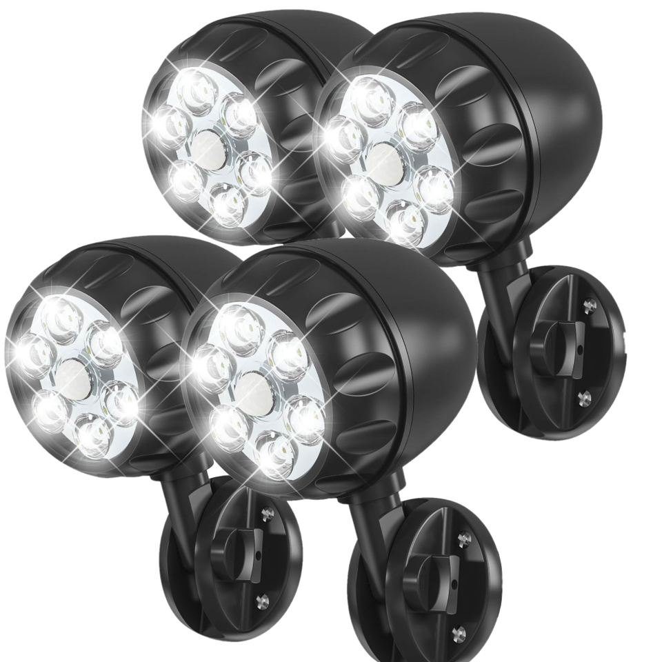 Motion Sensor Battery Powered Outdoor Spotlight Waterproof Wall Mount 6 ...