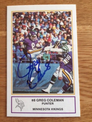 Vikings Greg Coleman 1983 Police signed card | eBay