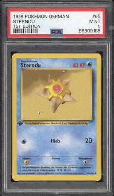 1999 Pokemon GERMAN 1st Edition Base Set Sterndu-Staryu 65/102 PSA 9 ...