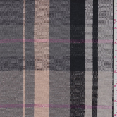 Grey/Peach/Pink Plaid Linen, Fabric By The Yard | eBay