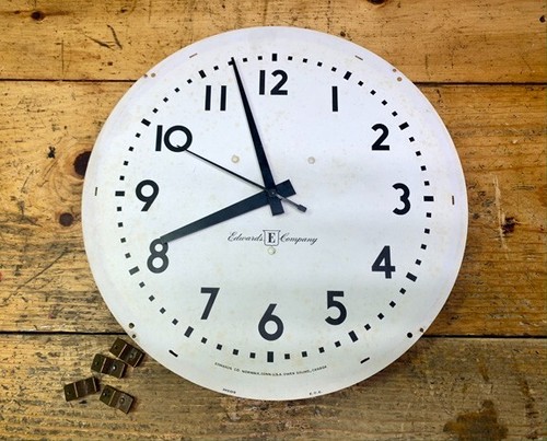 Vintage Edwards Company School Industrial Battery Clock Face Works Sort ...