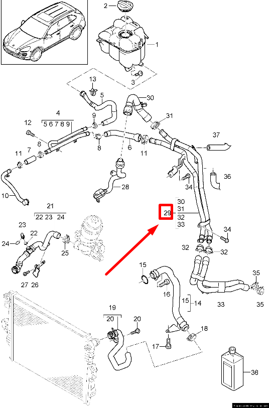 PORSCHE CAYENNE 92A Coolant Pipe Tube Assembly 95810604000 NEW GENUINE ...