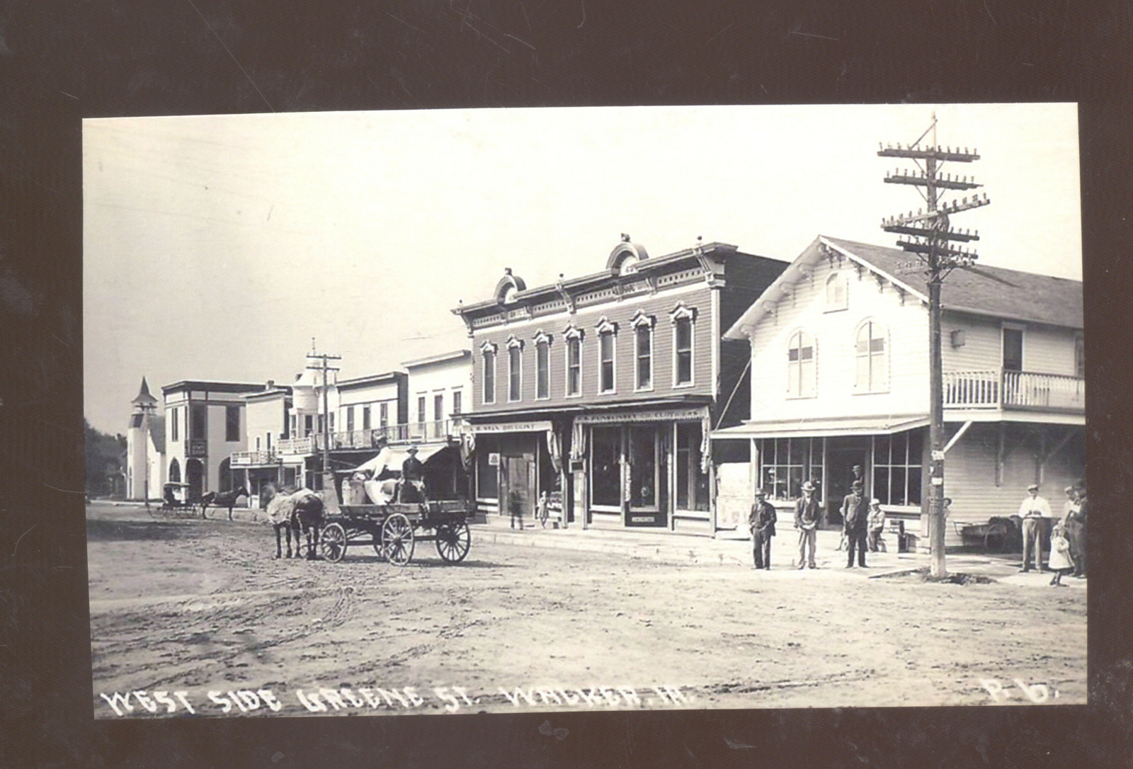 REAL PHOTO WALKER IOWA DOWNTOWN STREET SCENE HORSE & BUGGY POSTCARD ...