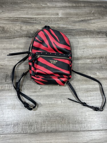 NEW VICTORIA'S SECRET RED BLACK ZEBRA MINI CITY BACKPACK PURSE BAG | eBay