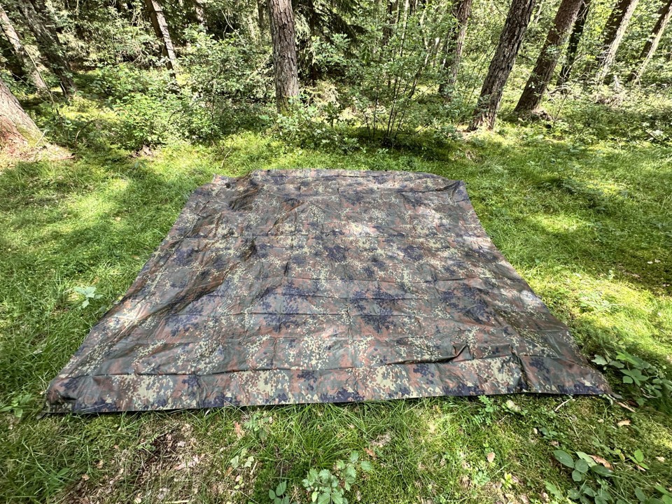 PE Flecktarn Tarp Telo Tarpaulin Outdoor Bushcraft Campeggio 3x 3 M | eBay