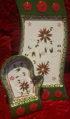 Temp-tations Old World Christmas Mitten Bowl & Scarf Plate Set | eBay