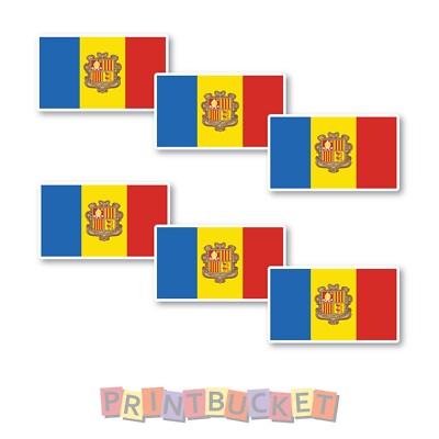 Andorra Flag sticker 60mm 6 pack quality water/fade proof vinyl | eBay