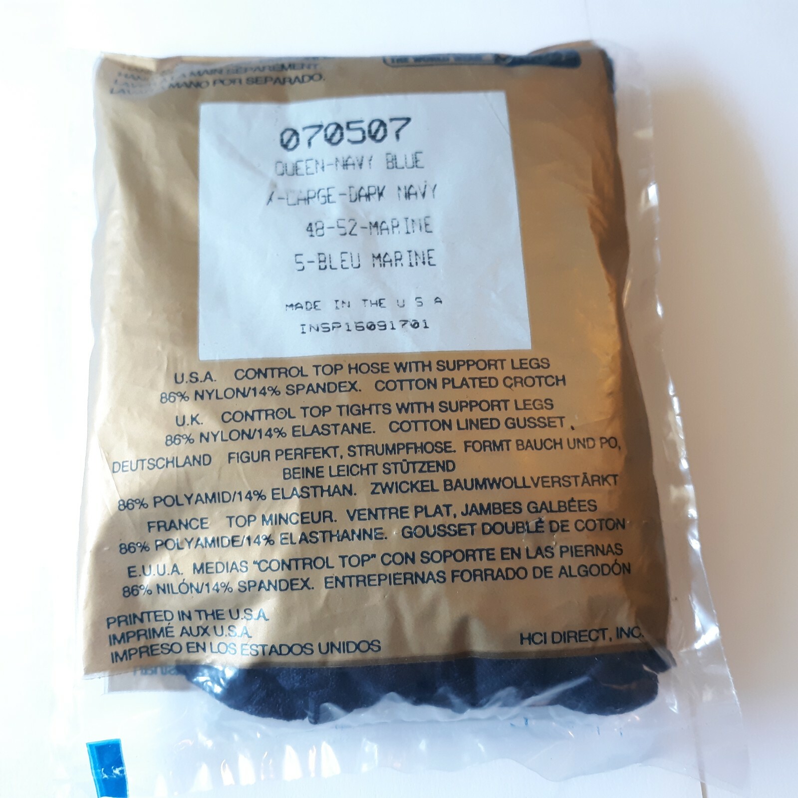 Size Queen Navy Blue Silkies Pantyhose Control Top - Gem