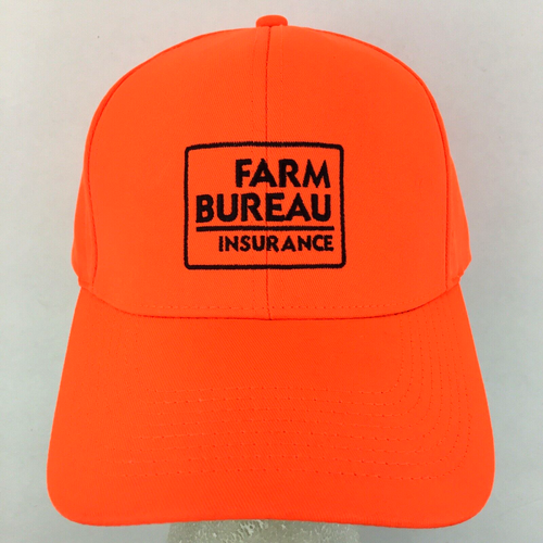 Farm Bureau Insurance Hat Hunting Blaze Orange Script Logo Farming ...