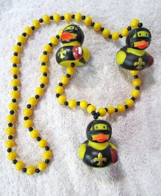 RARE SAINTS "YELLOW RUBBER DUCKS" MARDI GRAS NECKLACE FOOTBALL FDL ...