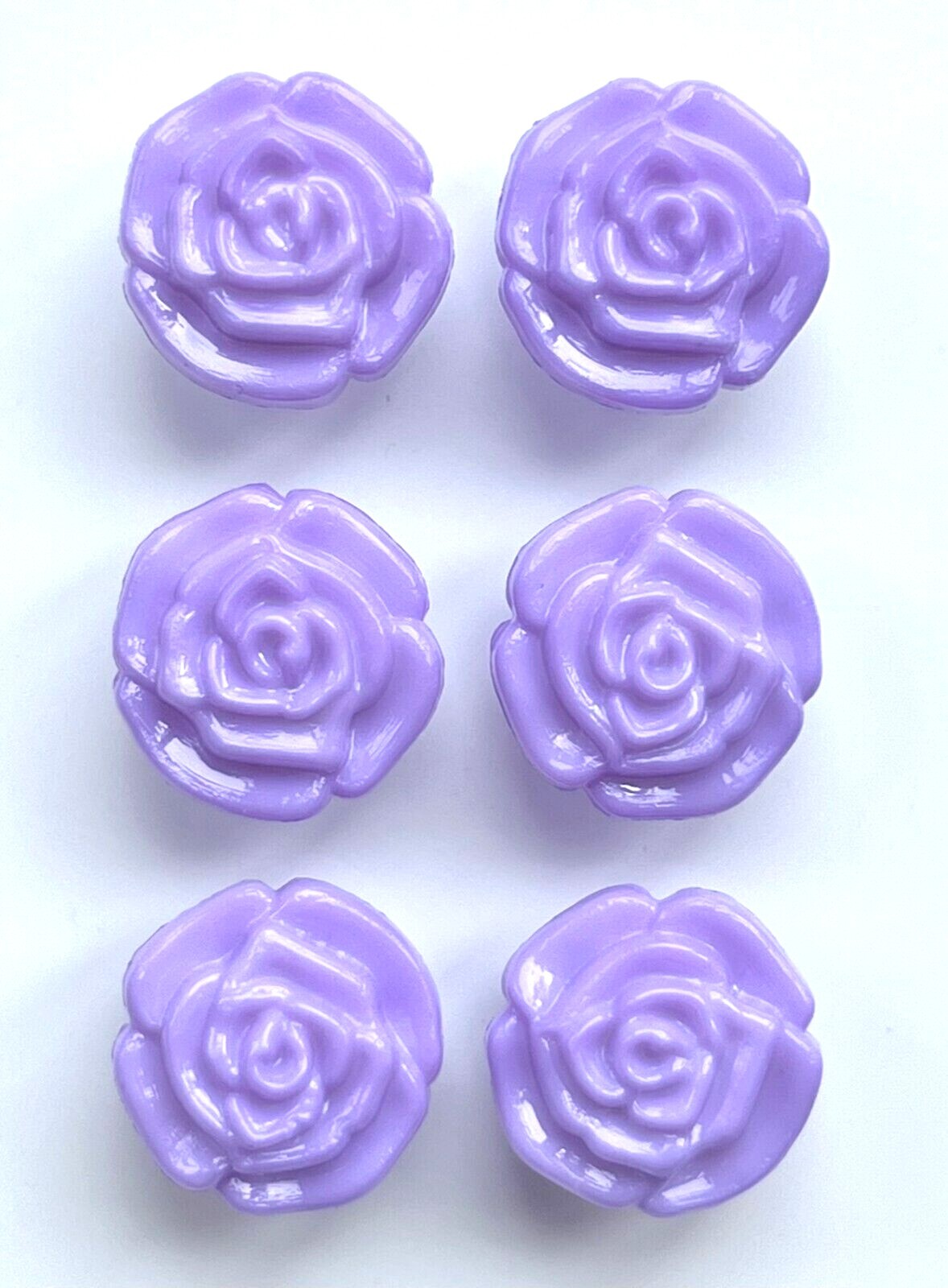 Textured Rose Buttons, 13mm, Pack of 6, Shank Back, Many Colours ...