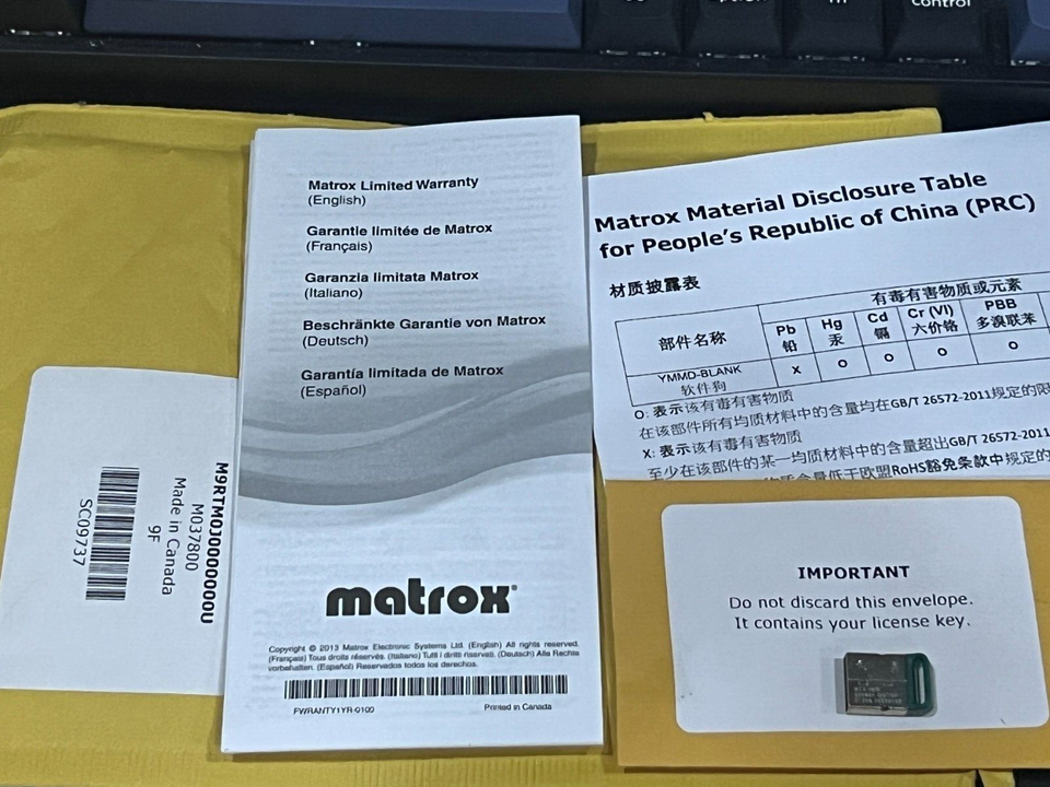 Matrox Imaging M9RTM0J0000000U USB Key license Fast Shipping | eBay