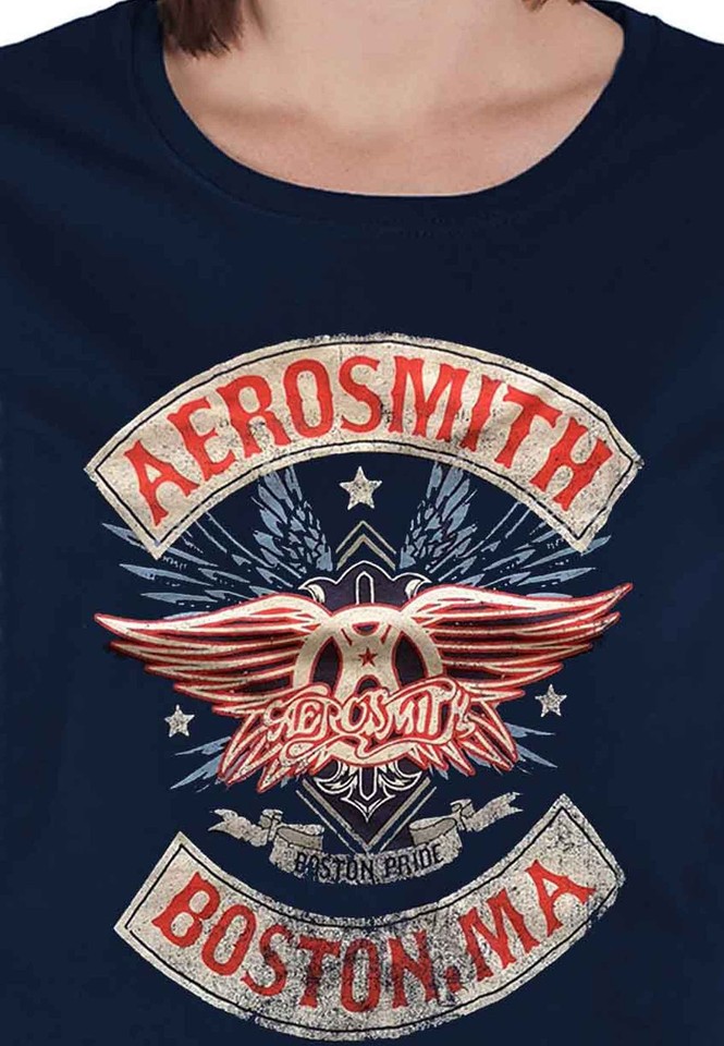 Aerosmith T Shirt Boston Pride Band Logo Official Womens Skinny Fit ...