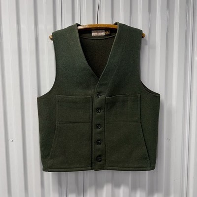 Vintage CC Filson Garment Mackinaw Wool Vest Mens Forest Green Button ...