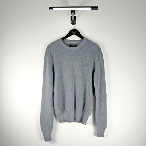All Saints Jumper Mens Medium Grey Rias Crew Waffle Knit Pullover ...