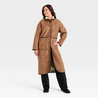 Women's Faux Suede Long Coat - Universal Thread | eBay