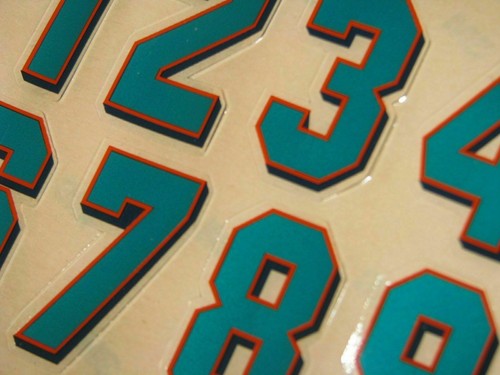 MIAMI 2000 Football Helmet Numbers Decals #0-9 MINI Size 3M 20MIL | eBay